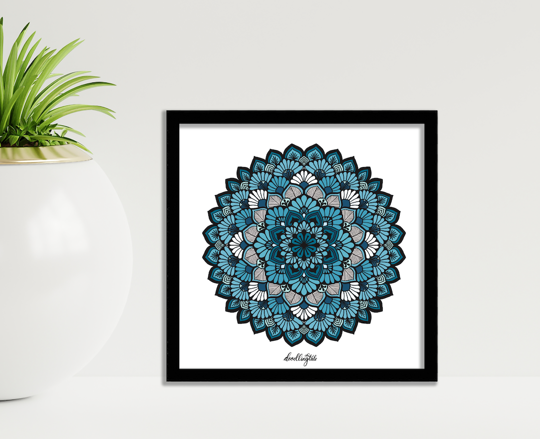 Shades of Blue Mandala - Wall Art | Doodlingtale